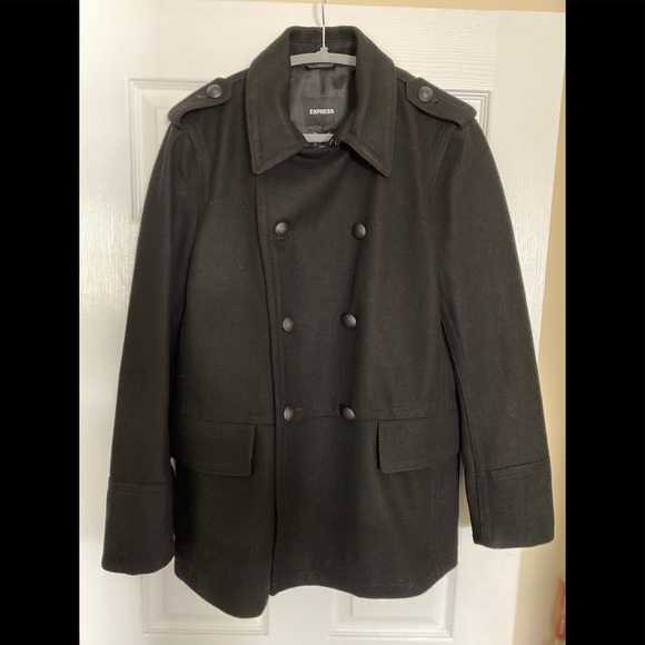 Express | Jackets & Coats | Mens Express Black Peacoat | Poshmark